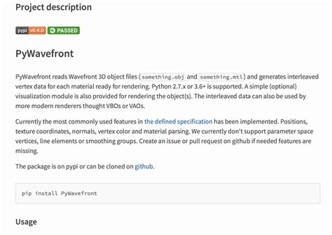 Markdown Still Renders Incorrectly On Pypi · Issue 56 · Pywavefront