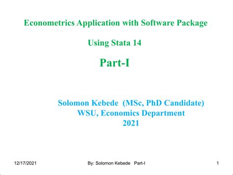 Pdf Econometrics Application With Software Package Using Stata 14 Part I