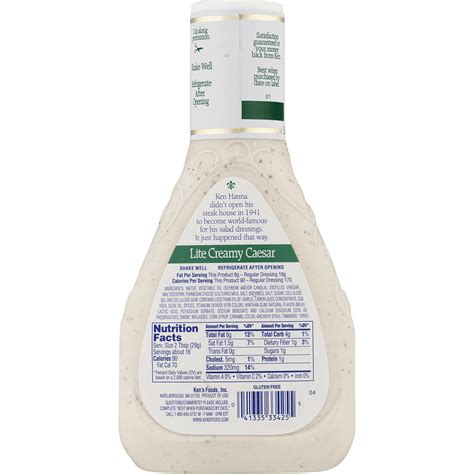 Ken S Lite Creamy Caesar Dressing Nutrition Facts Besto Blog