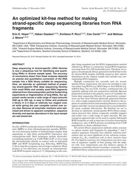 Pdf An Optimized Kit Free Method For Making Strand Specific Deep