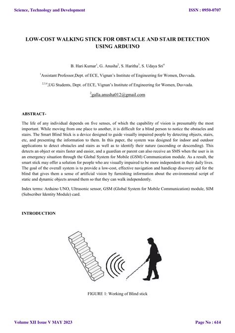 pdf low cost walking stick for obstacle and stair detection using arduino