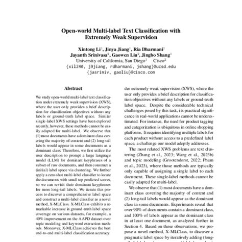 Open World Multi Label Text Classification With Extremely Weak Supervision Acl Anthology