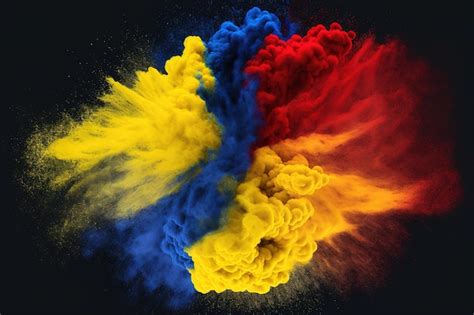 컬러 파우더 스플래쉬 및 폭발 추상 미술의 이미지 프리미엄 사진