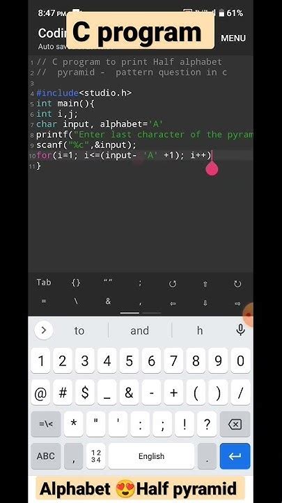 Finally Showing You C Pattern Program To Print Inverted Alphabet Half