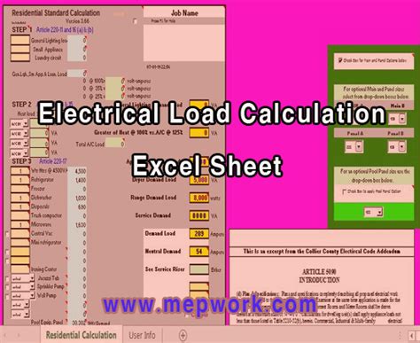 Download Electrical Load Calculation Excel Sheet