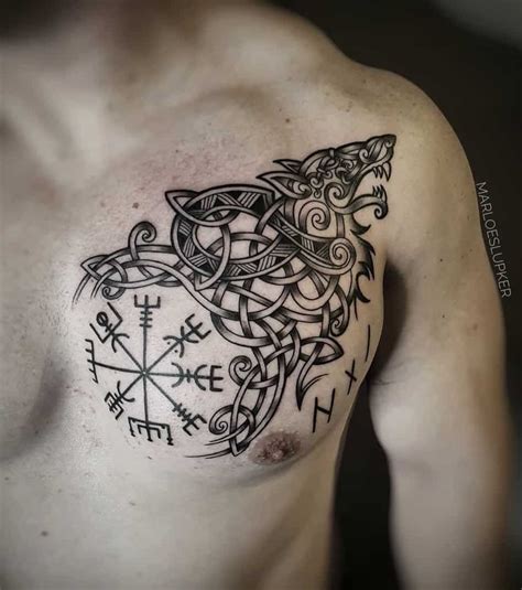 71 Cool Viking Compass Tattoo Designs For Men Celtic Wolf Tattoo