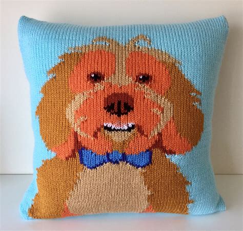 Knitting Pattern Pdf Download Cockapoo Pet Portrait Pillow Cushion