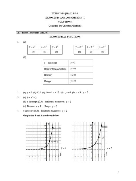 Mai 2 5 2 6 Exponents And Logarithms I Solutions Pdf Logarithm Functions And Mappings