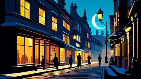 Premium Vector Moonlit Stroll In The City