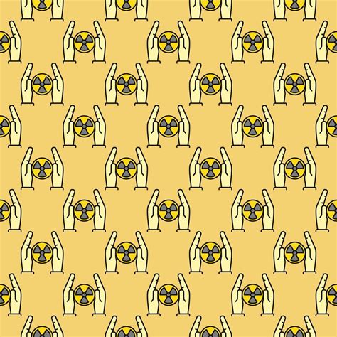 Hands And Radiation Symbol Vector Radioactive Colored Seamless Pattern 42656659 Vector Art At