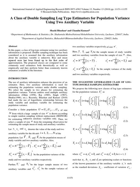 A Class Of Double Sampling Log Type Estimators For Population Variance