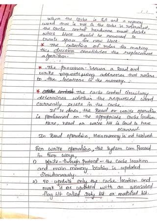 Cache Memory Handwritten Notes Pdf Data Storage And Warehousing Computing