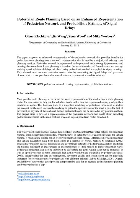 Pdf Pedestrian Route Planning Based On An Enhanced Representation Of Pedestrian Network And