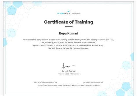 Rupa Kumari On Linkedin Internship Certificate