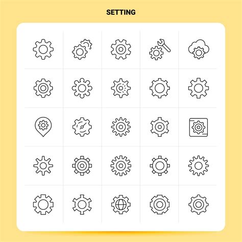Outline 25 Setting Icon Set Vector Line Style Design Black Icons Set