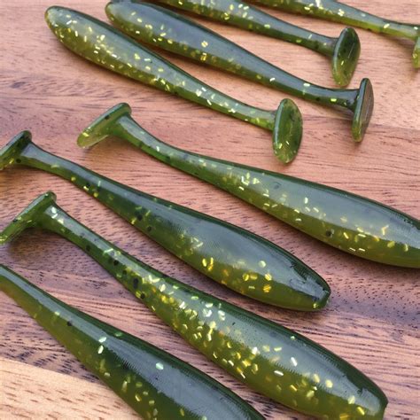 Green Pumpkin Gold 4 Paddle Tail Swimbait