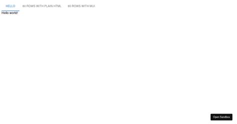 mui input slow render codesandbox