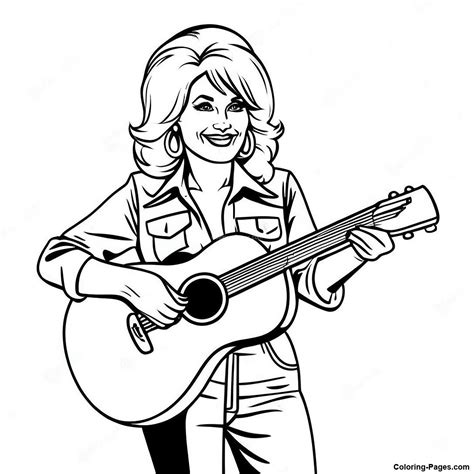 Dolly Parton With Guitar Coloring Page Coloring