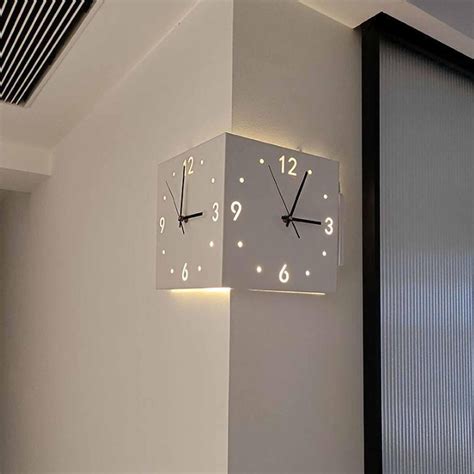 Cloudemo Corner Clock Double Sided Corne Wall Clock Double Sided