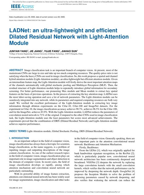 Pdf Ladnet An Ultra Lightweight And Efficient Dilated Residual Network With Light Attention