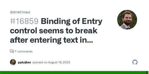 Binding Of Entry Control Seems To Break After Entering Text In Entry · Issue 16859 · Dotnet