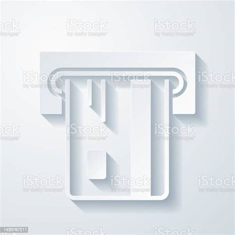 Atm 빈 배경에 종이 컷 효과가 있는 아이콘 3차원 형태에 대한 스톡 벡터 아트 및 기타 이미지 3차원 형태 개념 경제 Istock