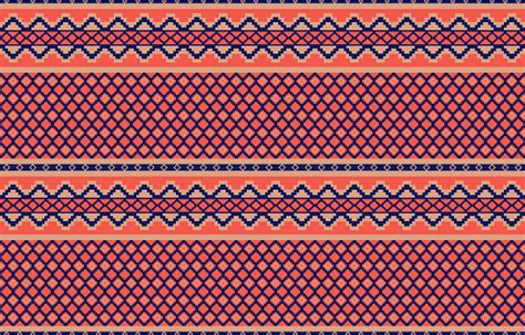기하학적 요소가 있는 부족 민족 패턴 벡터 패턴 패브릭 색상 오렌지와 블루 디자인 창조적 인 부족 끝없는 장식 완벽한 섬유 디자인 포장지 벽지 배경 고풍스런에 대한 스톡