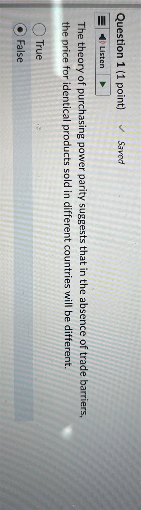 Solved Question 1 1 ﻿point ﻿savedthe Theory Of Purchasing