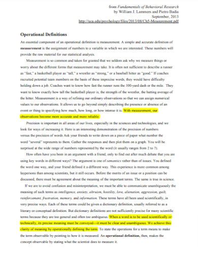 31 Operational Definition Examples To Download