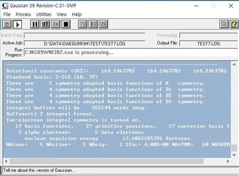 why does not gaussian 09w show any progress in the middle of