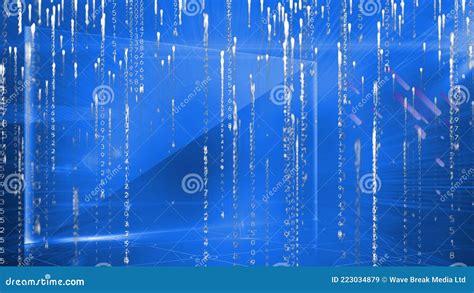 Digital Animation Of Binary Coding Data Processing Against Light Trails