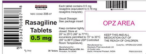 Rasagiline Package Insert Prescribing Information