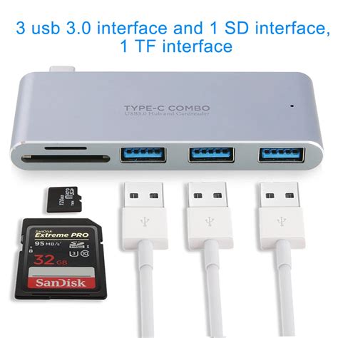Multiful Feature 5 In 1 USB 3 1 Type C Interface With 3USB 3 0 Ports SD TF Card Reader USB HUB