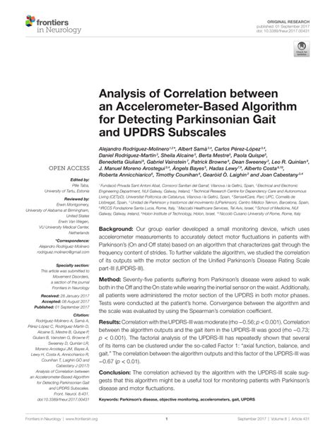 Pdf Analysis Of Correlation Between An Accelerometer Based Algorithm