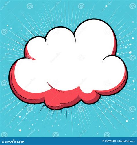 Empty Comic Speech Bubble in Form of Cloud and Rays on Blue Background ...