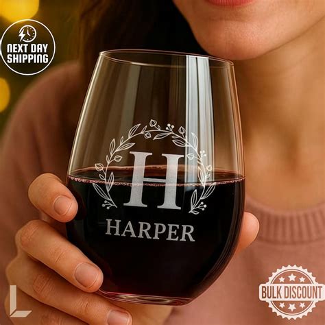 Personalized Stemless Wine Glass Custom Engraved Wine Glass Wedding