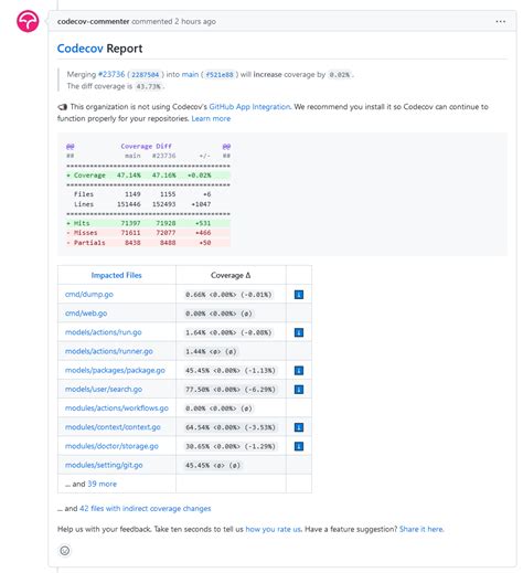 use codecov app · issue 23746 · go gitea gitea · github