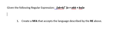 Solved Given The Following Regular Expression Ab B A Chegg