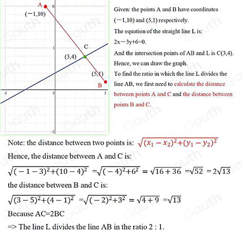 Solved The Points A And B Have Coordinates And Respectively The Straight Line L
