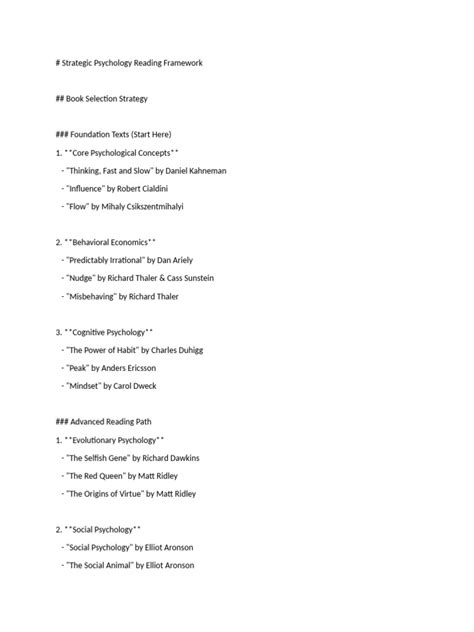 0strategic Psychology Reading Framework Pdf Behavioral Economics