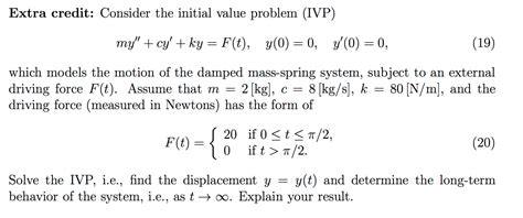 solved consider the initial value problem ivp my cy