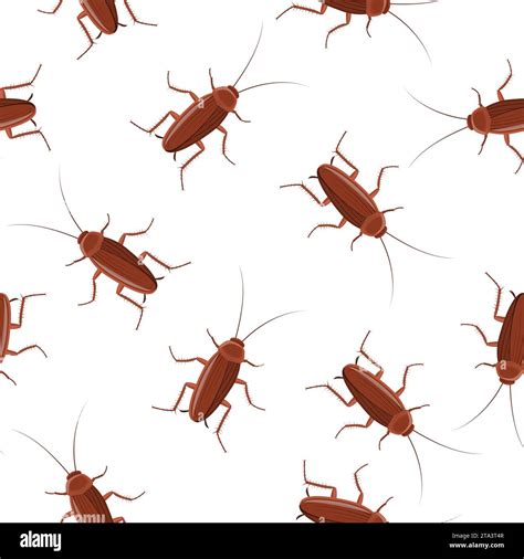 Cockroach Insect Seamless Pattern Background Pest Bug Top View Flat