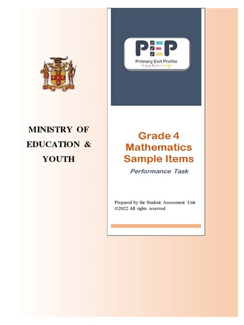 Pep Grade 4 Sample Items Mathematics Performance Task Pdf Area Mathematics