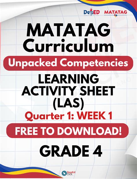 GRADE MATATAG Learning Activity Sheets LAS FREE DOWNLOAD DepEd Click