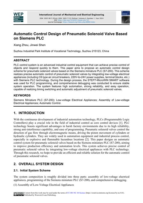 PDF Automatic Control Design Of Pneumatic Solenoid Valve Based On Siemens PLC