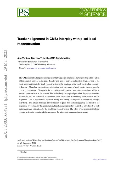 Pdf Tracker Alignment In Cmsinterplay With Pixel Local Reconstruction