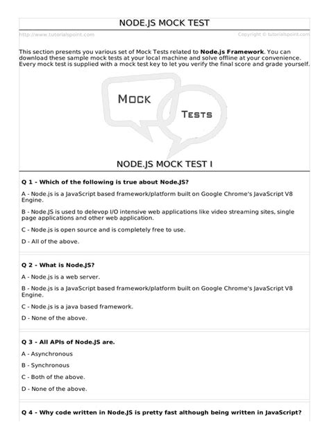 node js mock test download free pdf java script computer