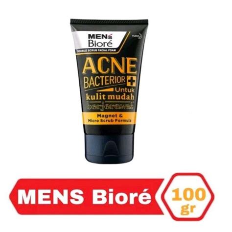 Jual Mens Biore Double Scrub Facial Foam Acne Bacterior 100 Gr Di