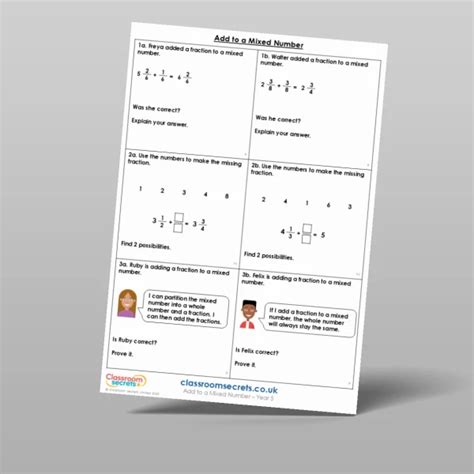 Add To A Mixed Number Reasoning And Problem Solving Resource Classroom Secrets