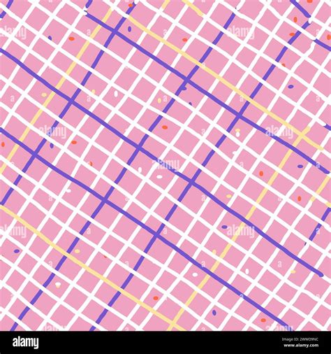 Vector Hand Drawn Cute Checkered Pattern Doodle Plaid Geometrical